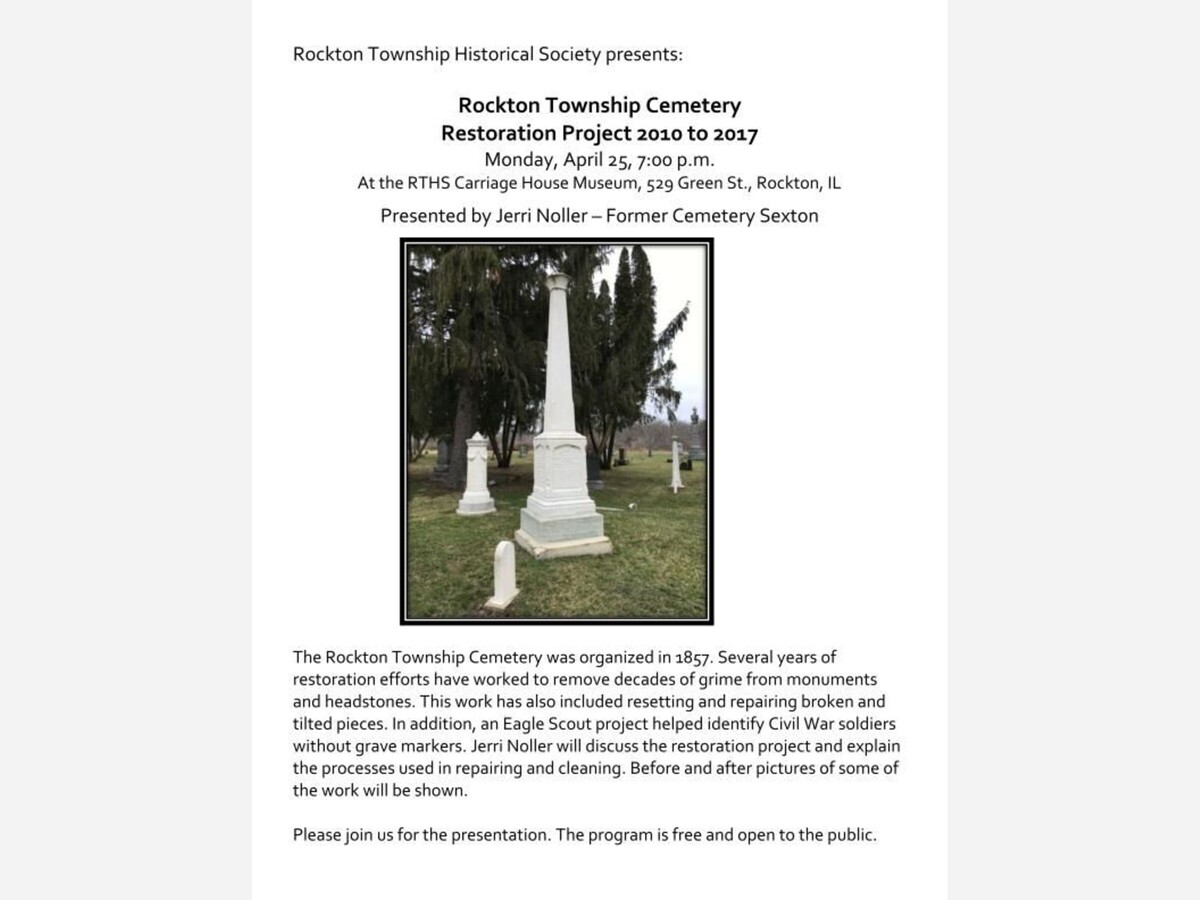 Rockton Township Historical Society April Program