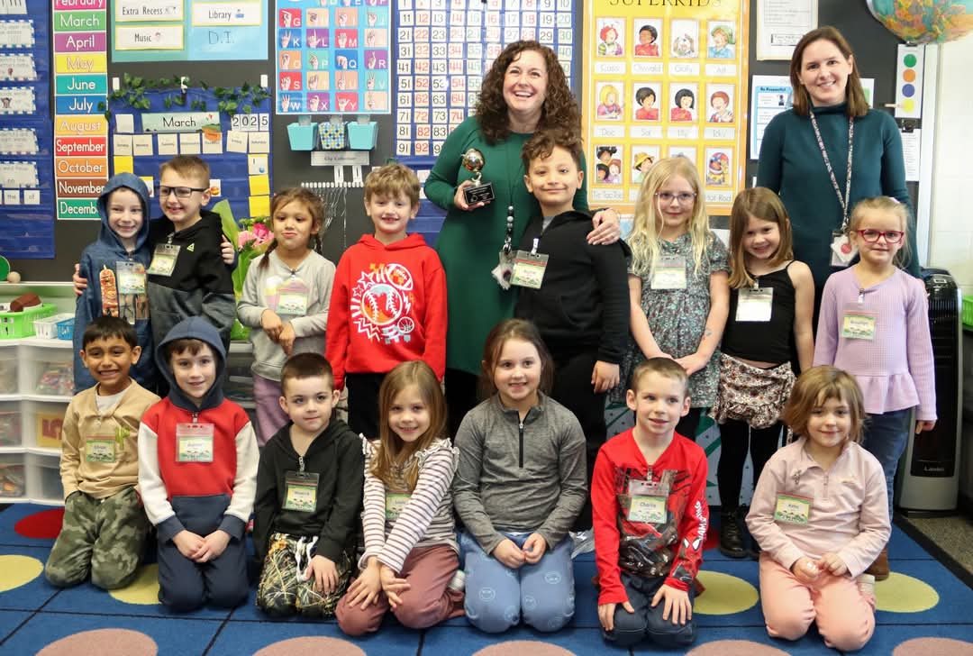 Ledgewood Elementary teacher Jackie Weerda claims a Golden Apple